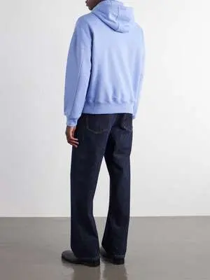 Loewe Anagram-embroidered Leather-trimmed Cotton-jersey Hoodie