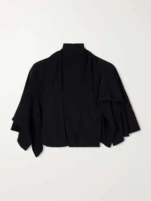 Tibi Cape-effect Tie-detailed Gauze Blouse - Black