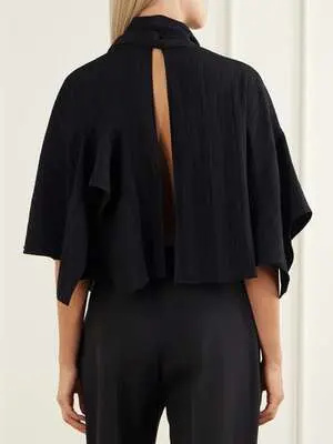 Tibi Cape-effect Tie-detailed Gauze Blouse