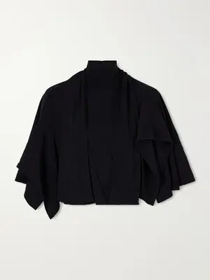 Tibi Cape-effect Tie-detailed Gauze Blouse - Black