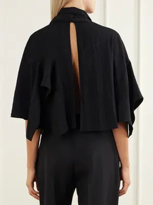 Tibi Cape-effect Tie-detailed Gauze Blouse