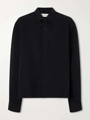 Studio Nicholson Hithe Garment-dyed Cotton And Linen-blend Shirt - Black