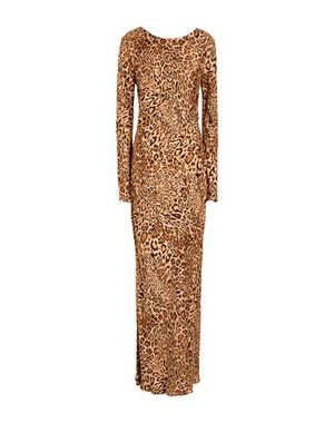 TWINSET Maxi Dress In Viscose With Leopard Print - Beige