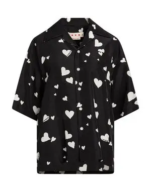 Marni Silk Heart Print Camp Collar Shirt