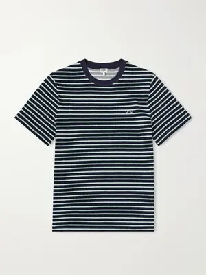 Loewe Logo-embroidered Striped Cotton-blend Terry T-shirt