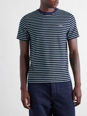 Loewe Logo-embroidered Striped Cotton-blend Terry T-shirt