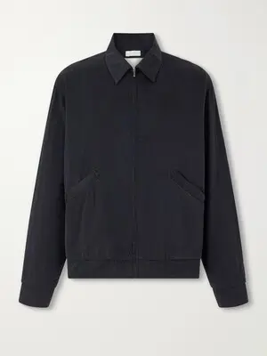 A.PRESSE Silk-blend Gabardine Bomber Jacket - Black