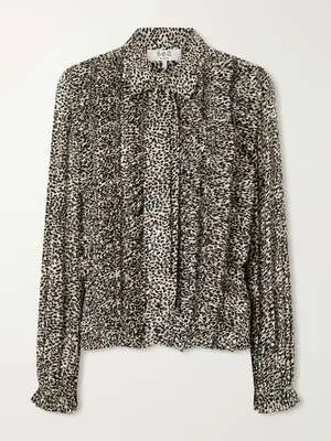 Sea Charlize Tie-detailed Ruffled Animal-print Chiffon Blouse