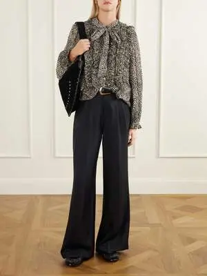 Sea Charlize Tie-detailed Ruffled Animal-print Chiffon Blouse