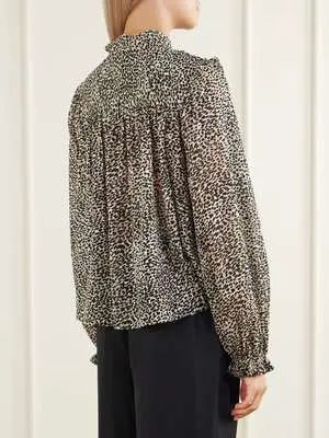 Sea Charlize Tie-detailed Ruffled Animal-print Chiffon Blouse