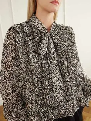 Sea Charlize Tie-detailed Ruffled Animal-print Chiffon Blouse
