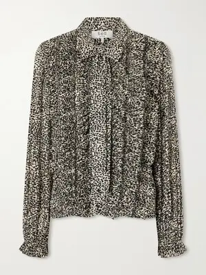 Sea Charlize Animal-print Chiffon Blouse - Black