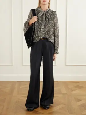 Sea Charlize Animal-print Chiffon Blouse - Black