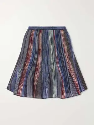 Missoni Striped Metallic Crochet-knit Mini Skirt - Navy