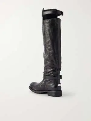 JIMMY CHOO Buckled Leather Knee-high Boots
