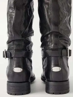 JIMMY CHOO Buckled Leather Knee-high Boots
