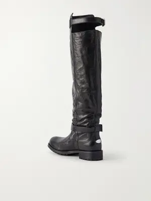 JIMMY CHOO Buckled Leather Knee-high Boots - Black