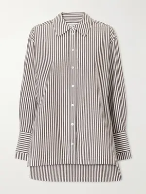 JOSEPH Thea Striped Cotton-poplin Blouse