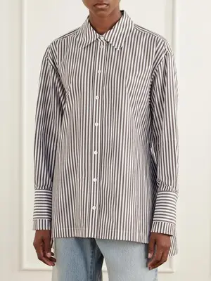 JOSEPH Thea Striped Cotton-poplin Blouse