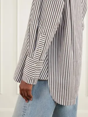 JOSEPH Thea Striped Cotton-poplin Blouse