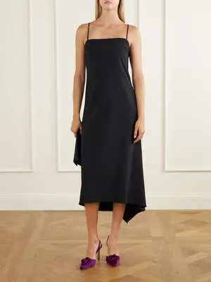 Manolo Blahnik Caulosli 90 Velvet-trimmed Satin Slingback Pumps