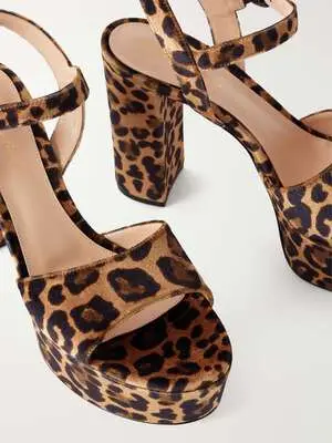 GIANVITO ROSSI 70 Leopard-print Velvet Sandals