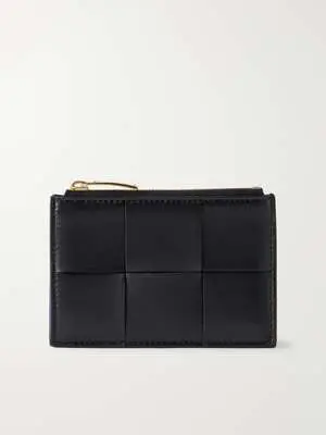 Bottega Veneta Cassette Intrecciato Leather Cardholder - Black
