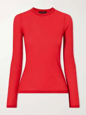 ANINE BING Tiana Ribbed Cotton-blend Sweater - Red