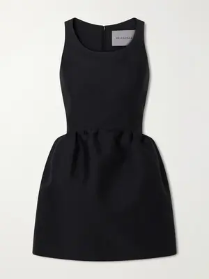 Balenciaga Wool And Silk-blend Mini Dress - Black