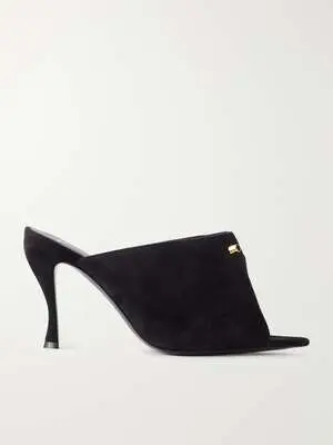 Balenciaga Midnight City Studded Suede Mule - Black