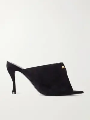 Balenciaga Sculptural Suede Mules - Black
