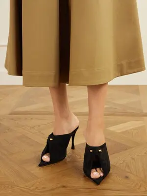 Balenciaga Sculptural Suede Mules - Black