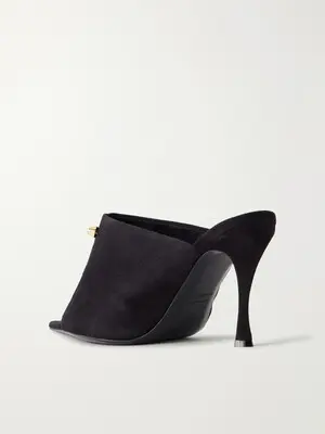 Balenciaga Sculptural Suede Mules - Black
