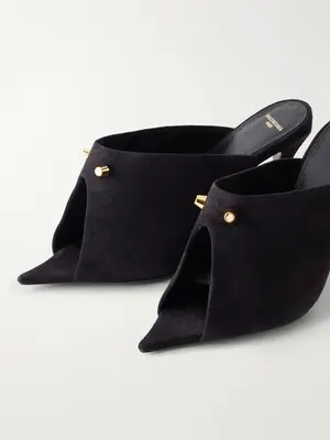 Balenciaga Sculptural Suede Mules - Black