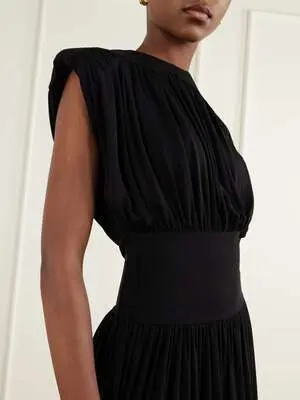 ANINE BING Fran Gathered Crepe Midi Dress