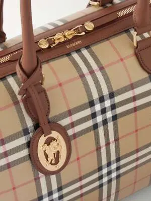 Burberry Medium Check Zip Leather-trimmed Tote