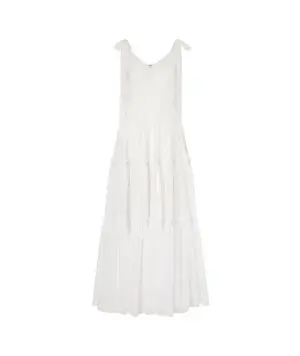 Chloé Tiered Broderie Anglaise Cotton Maxi Dress - White
