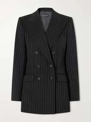 Dolce & Gabbana Pinstripe Wool-blend Blazer - Brown