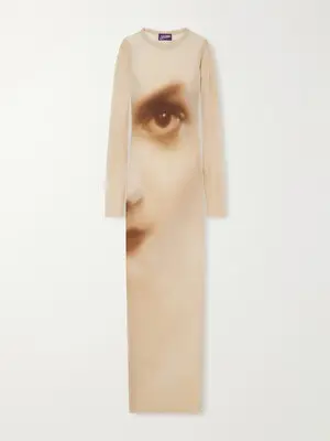 JEAN PAUL GAULTIER Face Print Maxi Dress - Neutrals