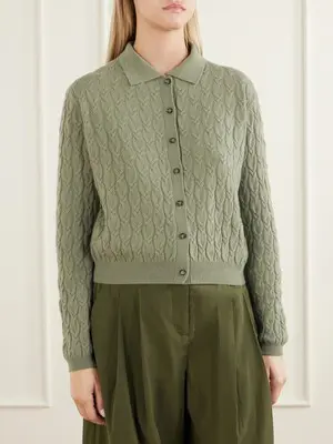 ALLUDE Cable-knit Cashmere Cardigan