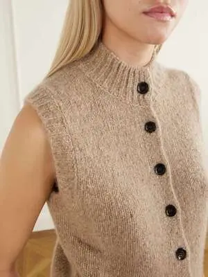 ALLUDE Button-down Cashmere Vest