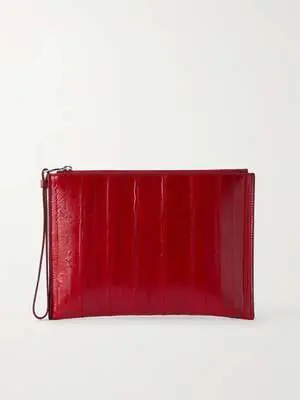Proenza Schouler Leather Intarsia Leather-trimmed Suede Pouch - Red