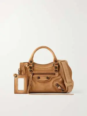 Balenciaga Le City Mini Suede Shoulder Bag - Camel