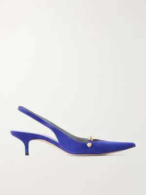 Balenciaga 45 Studded Suede Pumps - Purple