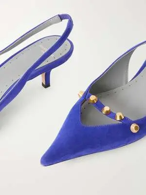 Balenciaga 45 Studded Suede Pumps