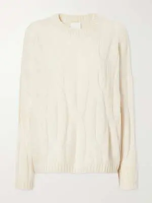 ALLUDE Cable-knit Cashmere And Silk-blend Sweater - Cream