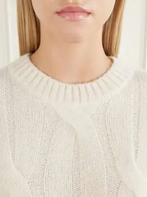 ALLUDE Cable-knit Cashmere And Silk-blend Sweater