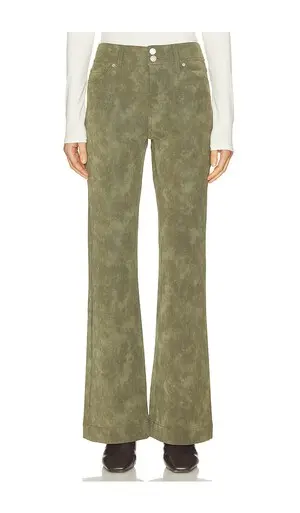 Hudson Jeans Faux Suede Dani Flare Pants In Dark Green - Army Green