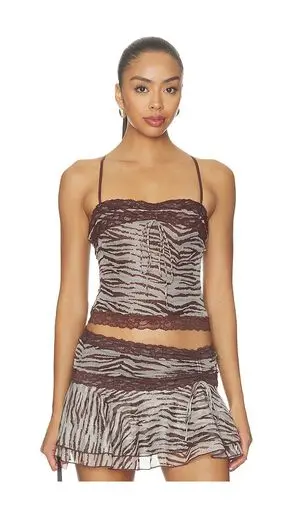 TIGER MIST Vira Top In Brown - Neutral Zebra