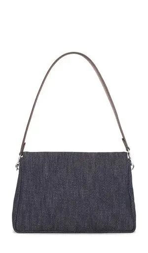 Tory Burch Charlie Denim Shoulder Bag In Navy